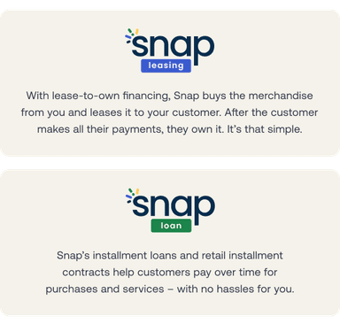 Boost your sales with Snap financing solutions